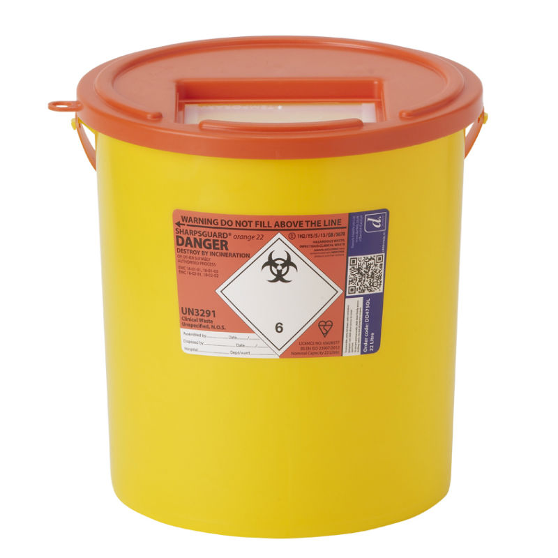 Daniels Orange 22L High-Volume Sharps Bins - LabWorld.co.uk