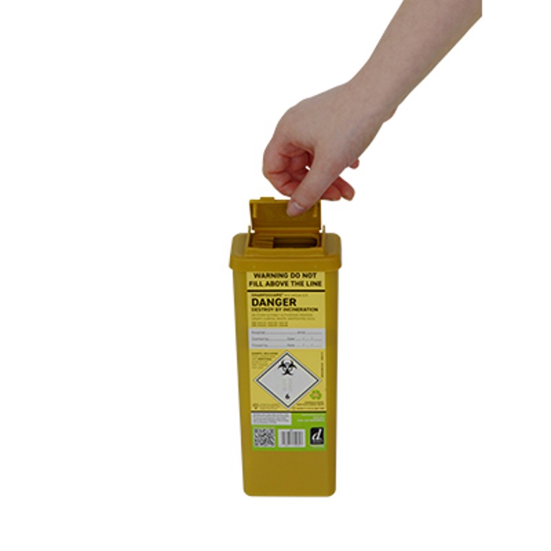Yellow Sharps Containers with Needle Remover - LabWorld.co.uk
