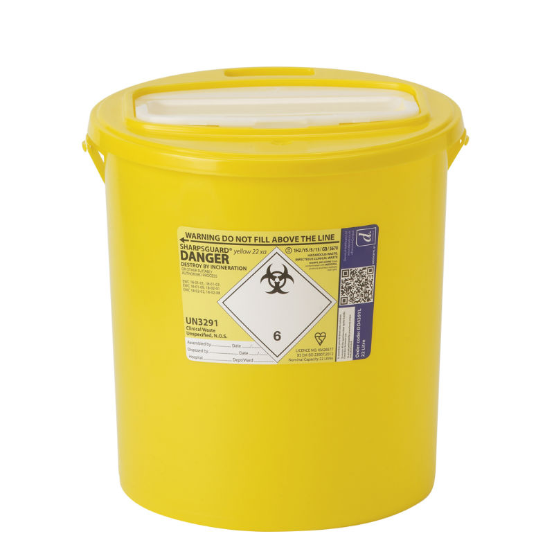 Daniels Yellow 22L XA Sharps Bins 7pk - LabWorld.co.uk